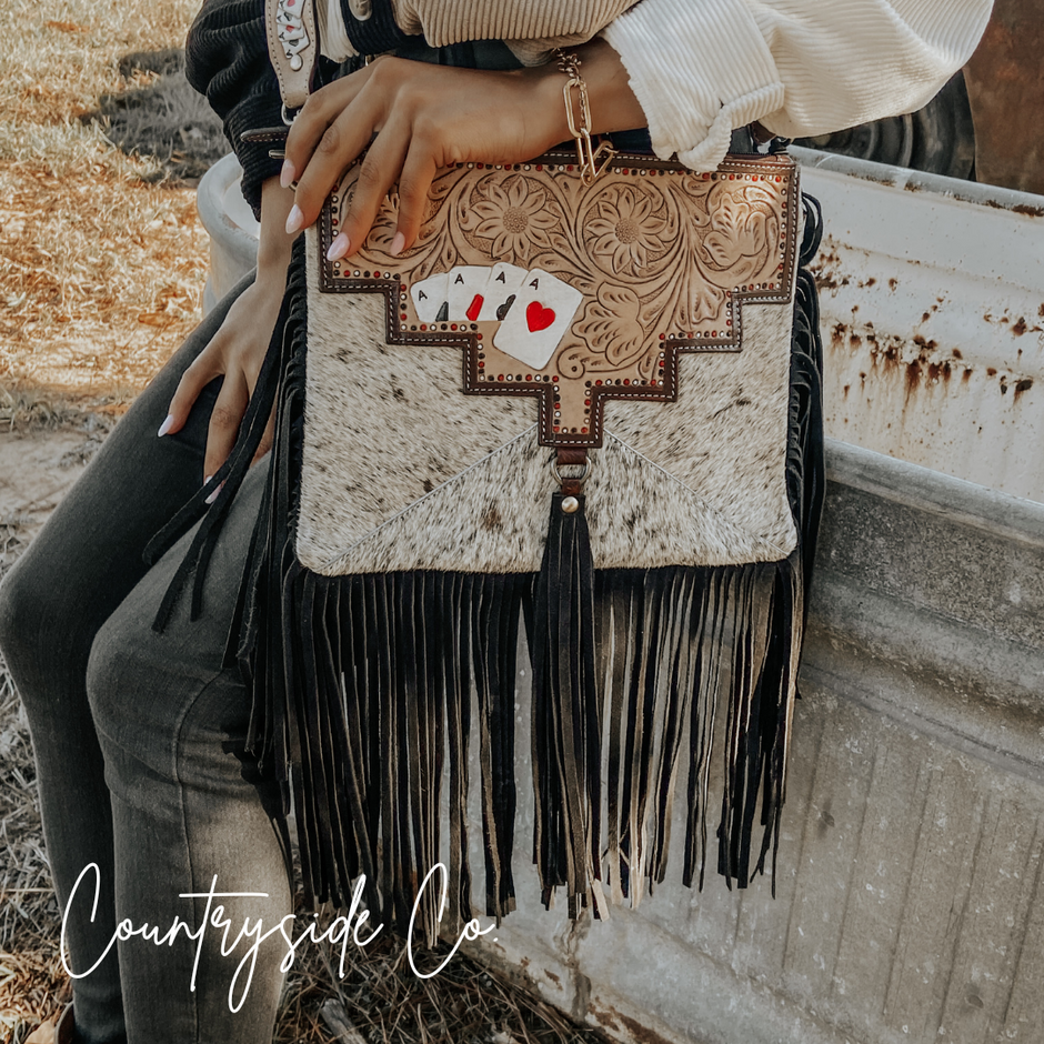 Western cowhide fringe purses, bags & conceal carry for women ...